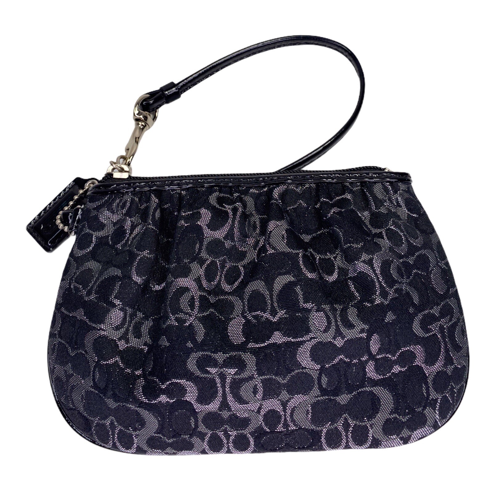 Coach Signature Black Metallic Silver Patent Leather … - Gem