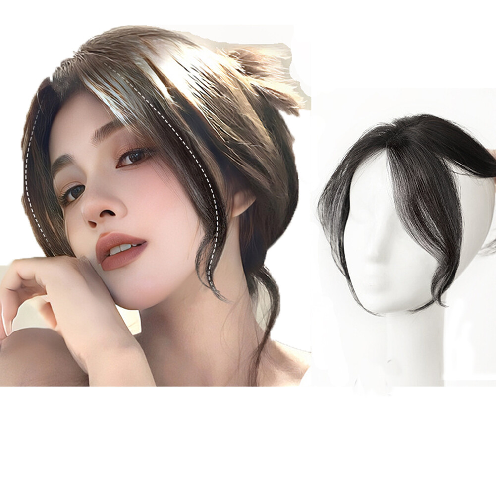 Middle Part Fringe Wispy Air Bangs Straight Remy Human Hair Topper ...