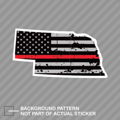 Distressed Thin Red Line Nebraska State Shaped Subdued US Flag Sticker ...