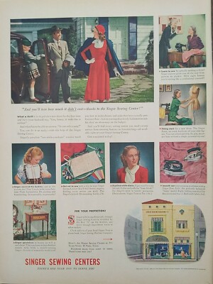 1947 vintage singer sewing machine Cente print ad. Post World War II | eBay