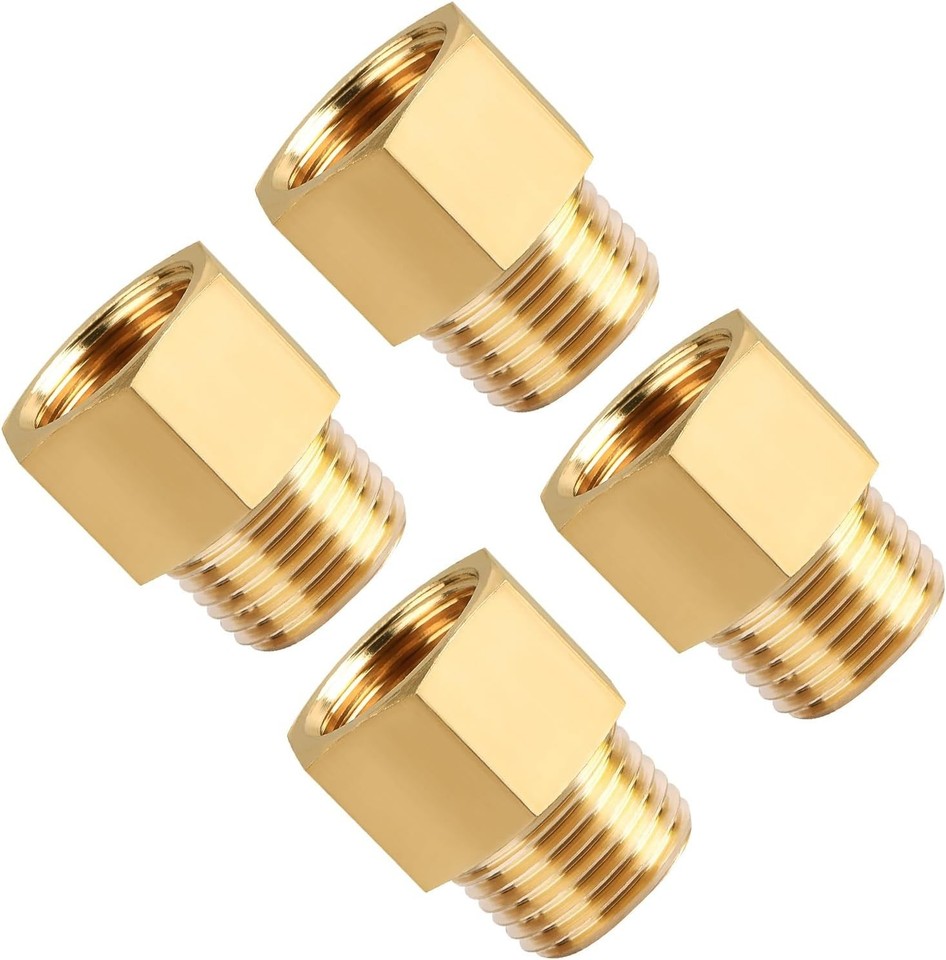 4-Pack 1/2 Inch Male x 1/2'' Female Brass Pipe Fitting Adapters, 1/2 ...