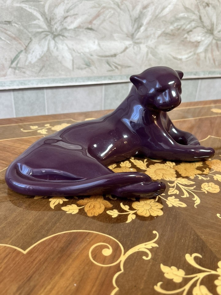 Vintage Frankoma Pink Panther Figurine Puma Pottery Plum Purple HTF 116 ...