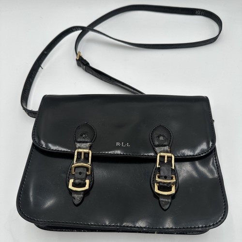 Ralph Lauren (RLL) Black Leather Crossbody Bag Satchel Vintage | eBay