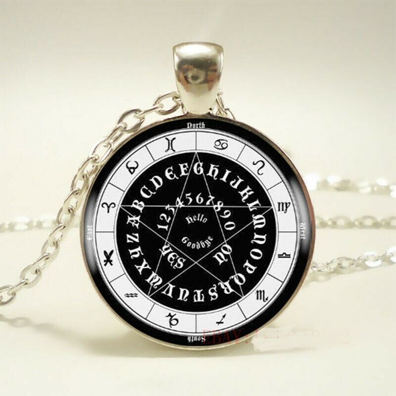 OUIJA PAGAN WICCA COMPASS PENTAGRAM pendant 20" Sterling 925 Silver ...