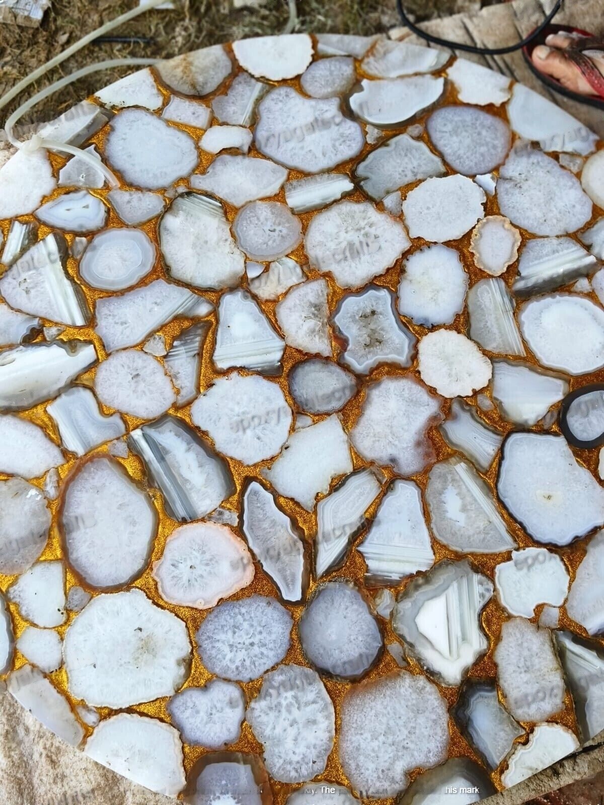 White Agate Coffee Round Table Top , Agate Quartz Center Table Top ...