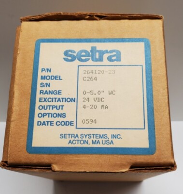 ^^ SETRA MODEL 264 - DIFFERENTIAL PRESSURE TRANSDUCER - 264100-15-NEW ...