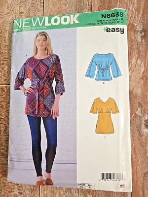 New Look Sewing Pattern 6638 Misses Tops Tunic Dolman Sleeve Self Tie ...