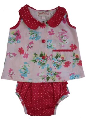 Baby Girls PINK Summer Cotton Frilly Top Knickers Playsuit Set Romper ...
