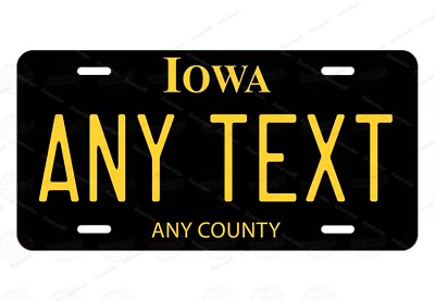 Iowa Black Banana Personalized License Plate Metal Tag Auto ATV Bicycle ...