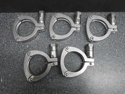 LOT OF 5 2" THREE PIECE STAINLESS STEEL SANITARY CLAMP W/ TORQUE-RITE ...