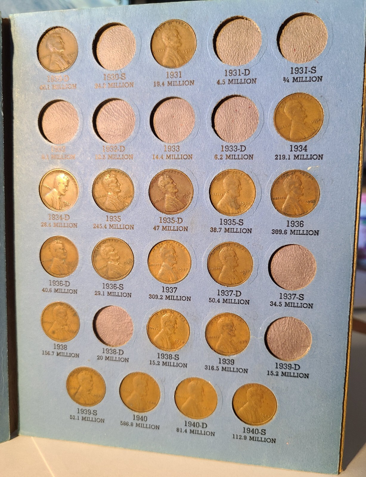 1909-1940 Lincoln Wheat Penny Cents - 19 coins - Whitman 9004 Page 3 | eBay