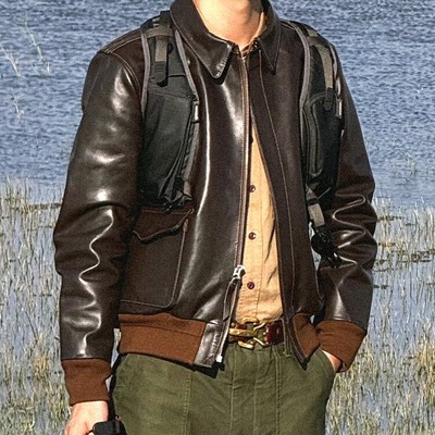 Mens Retro Teacore Horsehide Air Flight Bomber Jacket Vintage Style ...