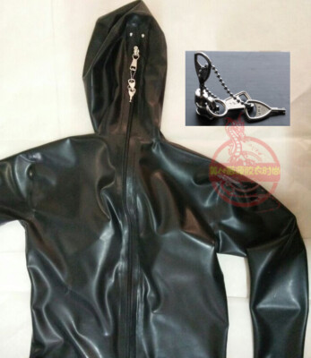Latex Gummi Catsuit with Toes Lock zip full cover 0.4mm 3 lockable zip ...