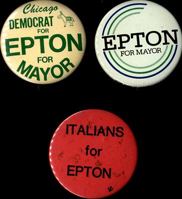(3) 1983 Bernard Edward Epton Political Pinbacks REP. CHICAGO MAYOR ...
