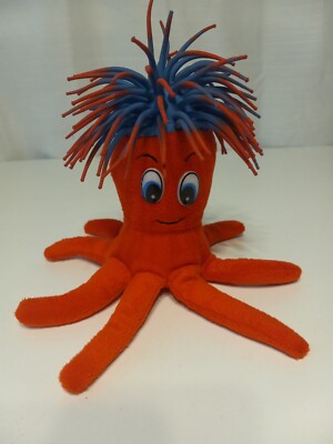 RARE Zibbies Red Wigglez Octopus Plush Toy Rubber Elastic Hyper Blue ...