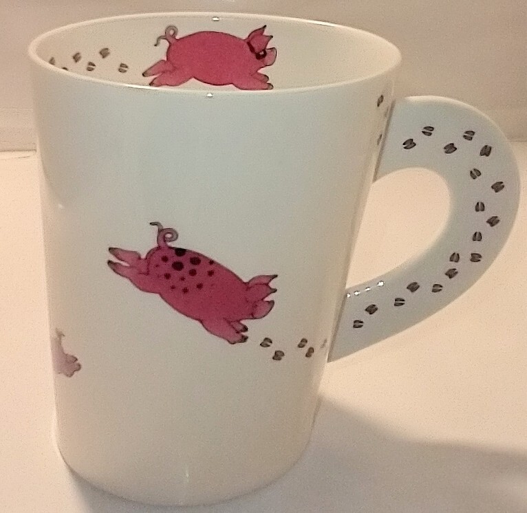 Dunoon Pig Footprints Slanted Mug Cherry Denman Bone China 16 oz ...