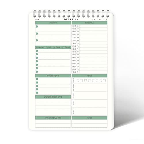 Daily Planner Notepad Undated, Spiral Daily Planning Pad, Desktop To Do ...