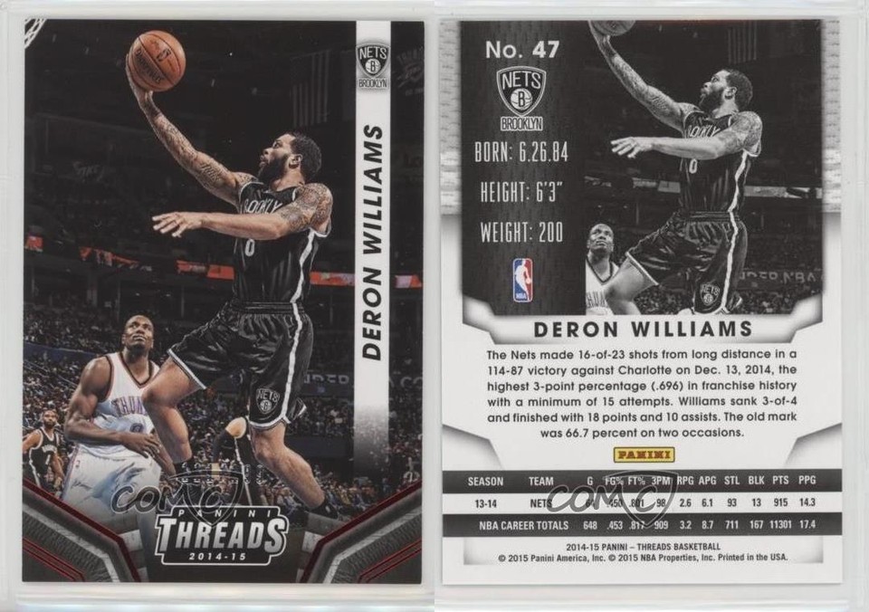 2014-15 Panini Threads Century Proof Red /199 Deron Williams #47 1u6 | eBay