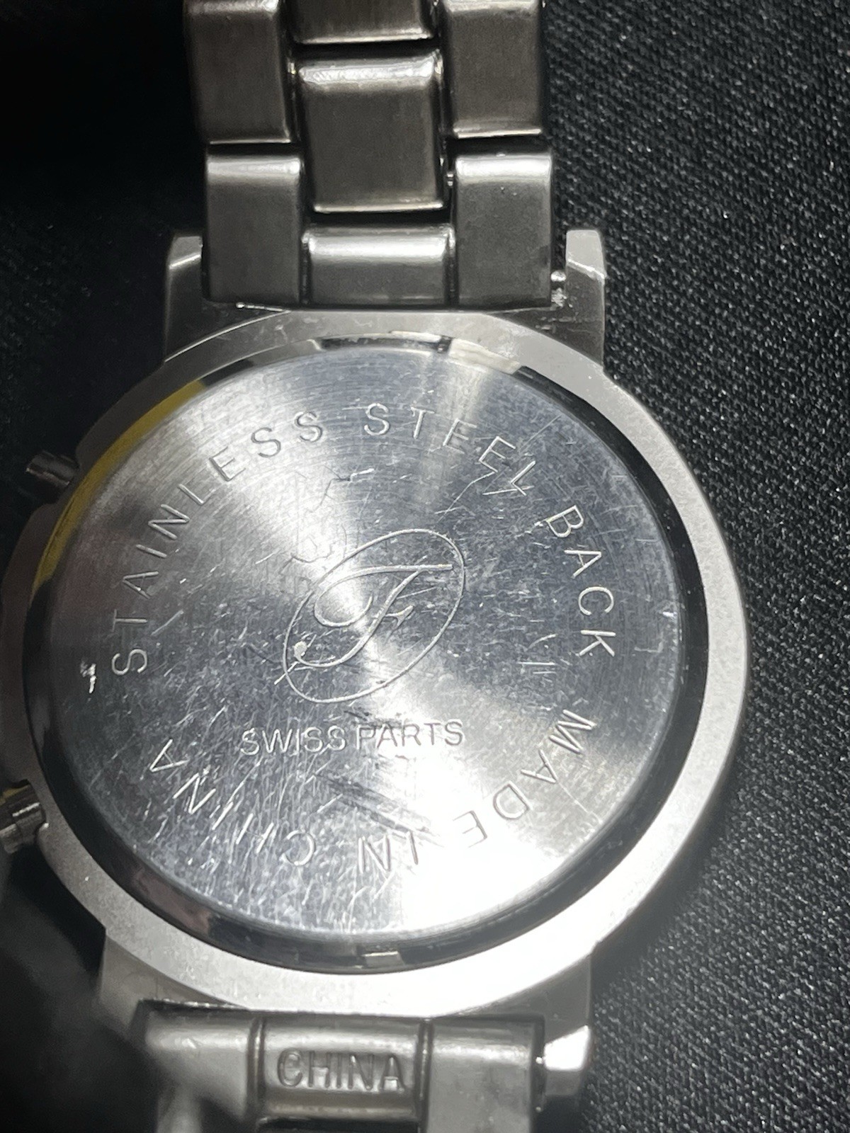Vintage Men Fondini Watch Bracelet Band Silver Case Black Accen ...
