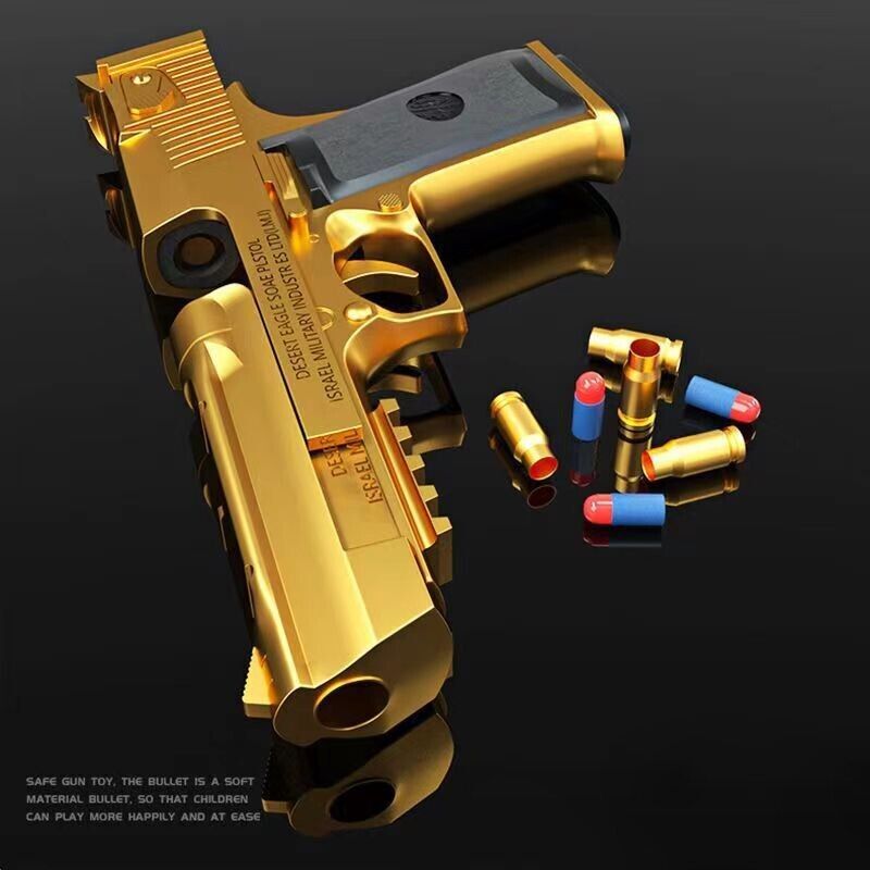 Gold Desert Eagle Toy Gun - Realistic Shell Soft Bullet Auto Load ...