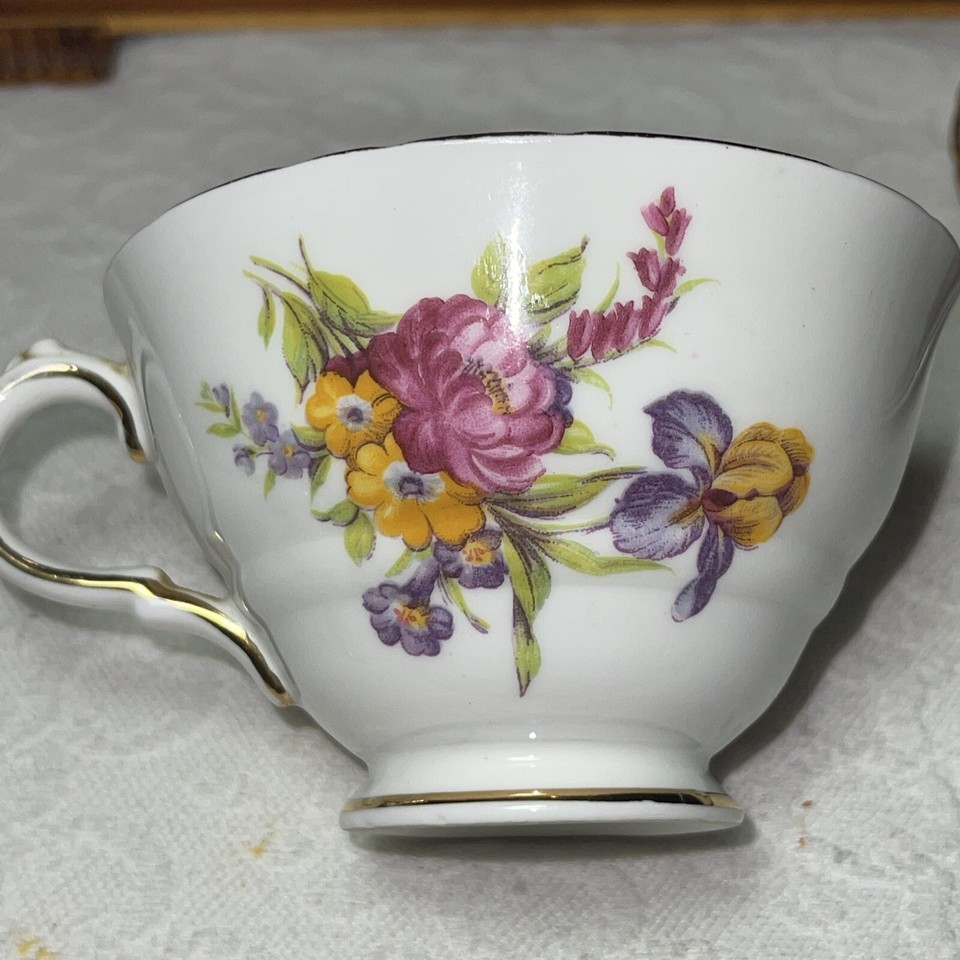 Vintage HM Sutherland Fine Bone China Tea Cup & Saucer Multicolor ...