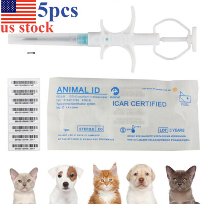 5Pcs 2.12x12mm RFID Animal Microchip Pet Dog Injection Bioglass Chip ...