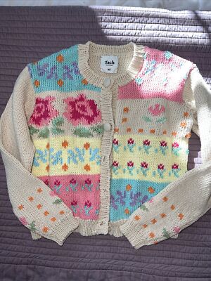 Anthropologie Floral Intarsia Tach Clothing Prisca Hand Knit Cardigan ...