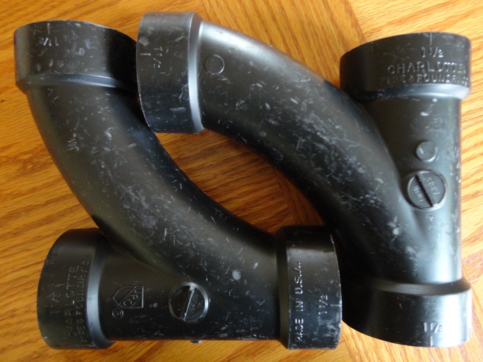 Lot of 2 Charlotte Pipe 1-1/2" ABS COMBO DWV Long Turn Sweep Tee Wye ...