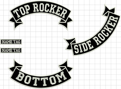 CUSTOM 12" ROCKER SET Motorcycle Patch: Top + Bottom + Side + tag large ...