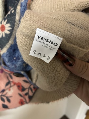 Hard To Find Yesno Patchwork Sunflower Cotton Wool Blend Long Cardigan ...