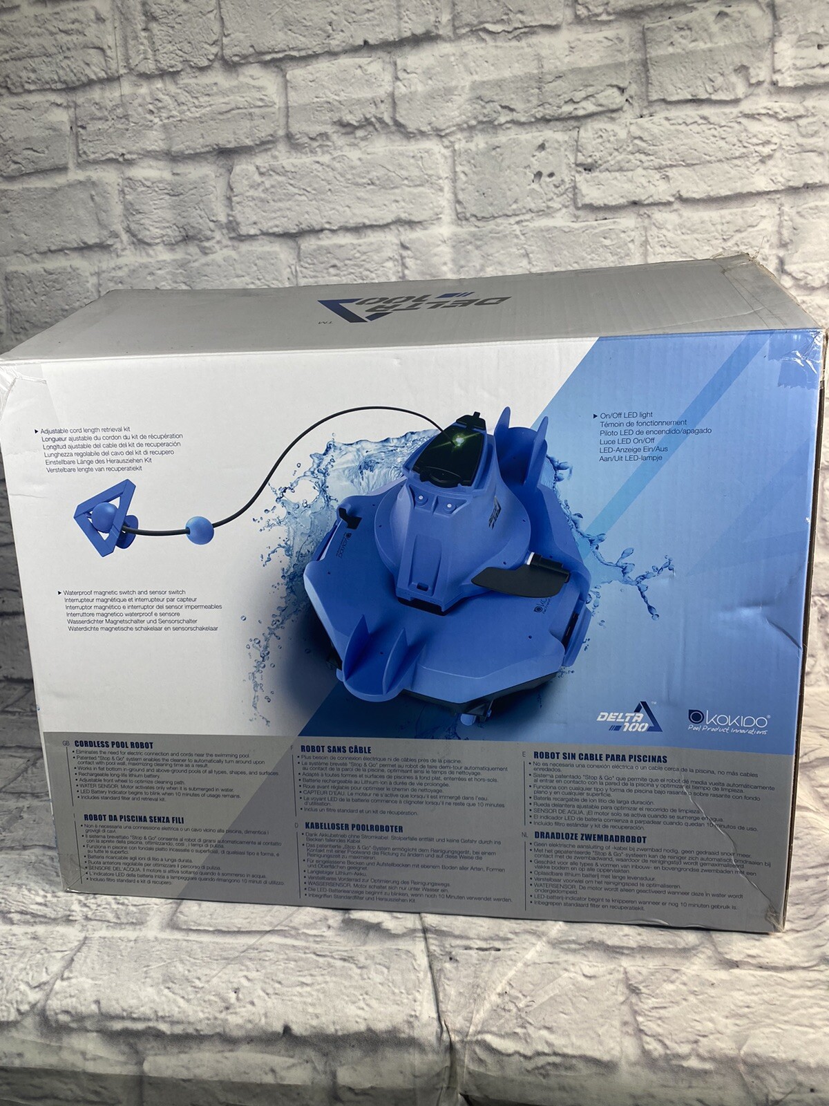 Kokido Delta 100 Cordless Intelligent Robotic Pool Vacuum Cleaner, Blue ...