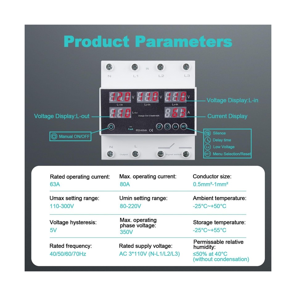 Automatic Transfer Switch, 110V 63A Auto Transfer Switch Real-time ...