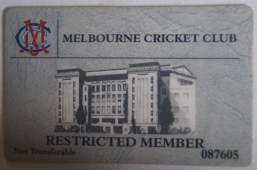 Cricket Collectable MCG Melbourne Cricket Club MCC Restricted Member ...