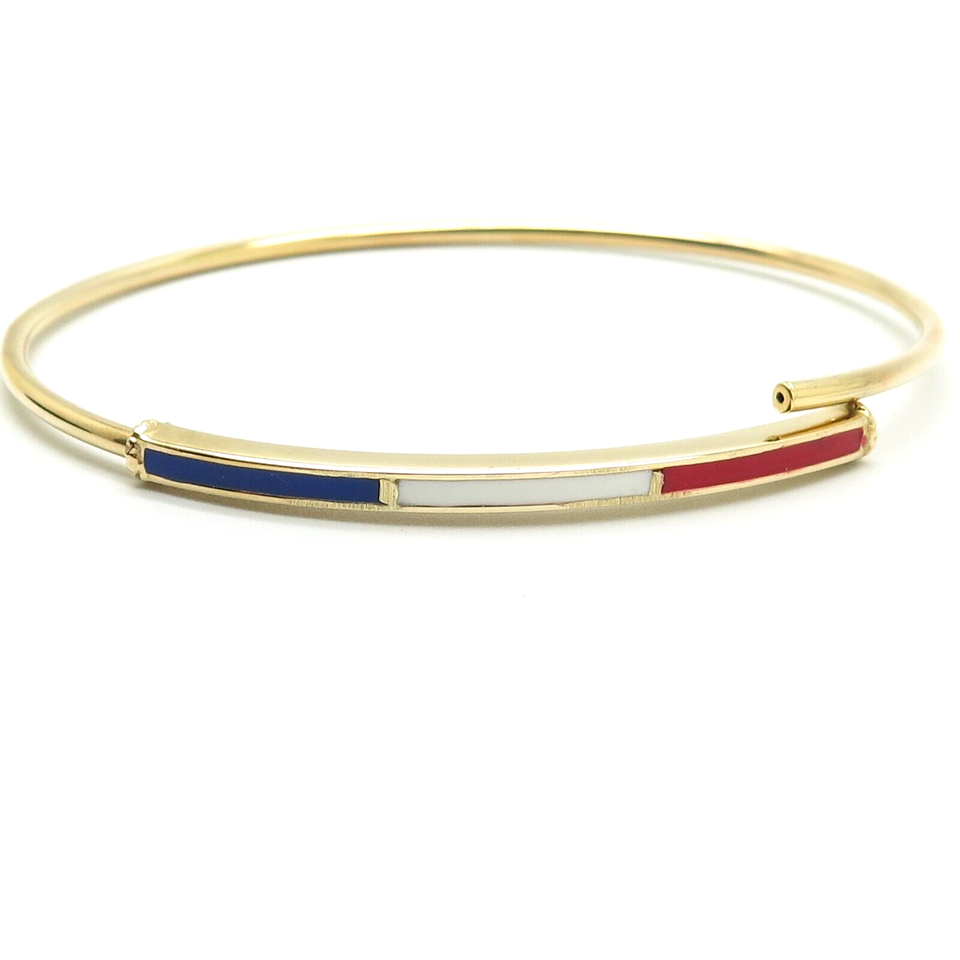 10K Yellow Gold Dominican Flag Colors Enamel Hinged Cuff Bracelet 7” | eBay