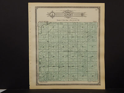Illinois, Champaign County Map, 1913 Township of Condit Q3#73 | eBay