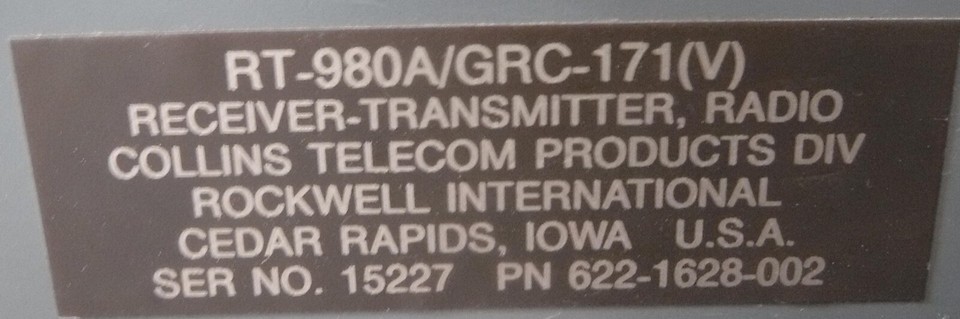 COLLINS RT-980A/GRC-171 622-1628-002 FREE SHIPPING | eBay