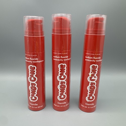 (x3) -HISMILE 2.1oz CANDY CANE FLAVOR FLUORIDE TOOTHPASTE-EXP. 09/2026 ...