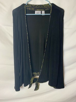 CHICOS WOMENS PLUS SIZE 3 1X 18W 20W BLACK CARDIGAN SWEATER BLACK OPEN ...