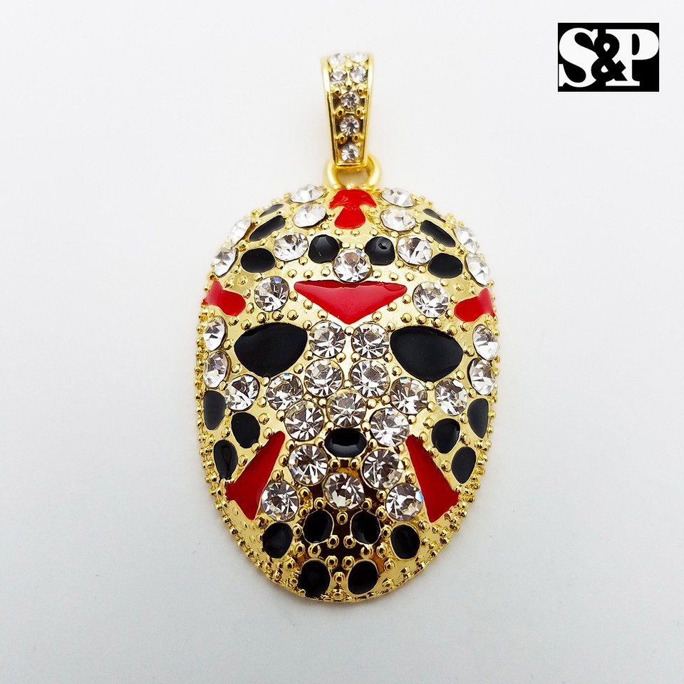 Hip Hop Jason Mask Pendant & 20" Iced 1 Row Cubic Zirconia Tennis ...