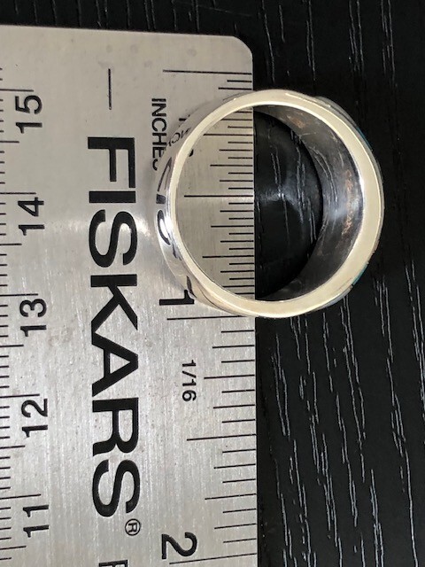 Slim Band Navajo Opal Tribal Nations Warrior Waves ring men's 9.5 T ...