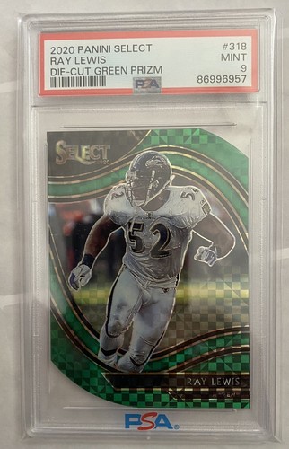 RAY LEWIS 2020 PANINI FOOTBALL #318 FIELD LEVEL DIE-CUT GREEN PRIZM 1/5 ...