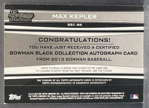 2013 Bowman Black Max Kepler Prospect Autograph Rookie Twins RC Silver ...