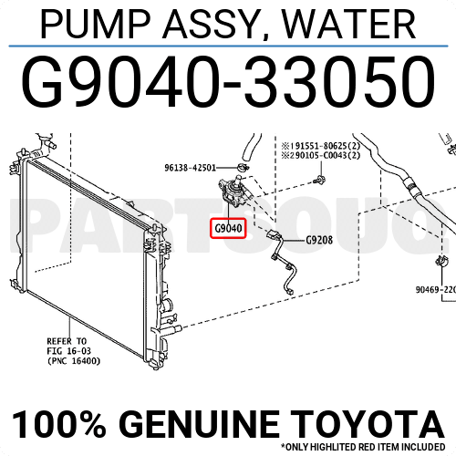 G904033050 Genuine Toyota PUMP ASSY, WATER G9040-33050 | eBay