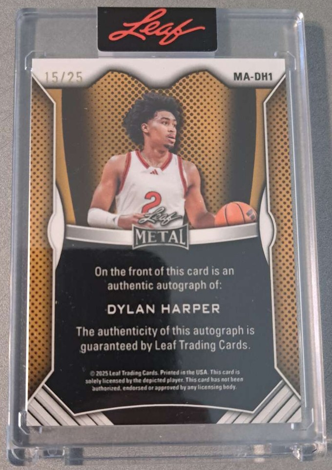 DYLAN HARPER RC AUTO 2025 Leaf Metal 15/25 Autograph Pre-Rookie Rutger ...