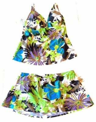 Sunsets Dahlia Skirted Tankini Swimsuit Size D-Cup Top M Bottoms NWT ...