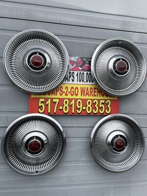 1967-68 Chrysler Newport Red Beautiful 14” Hubcaps 4 Rare Oem Rat Rod ...