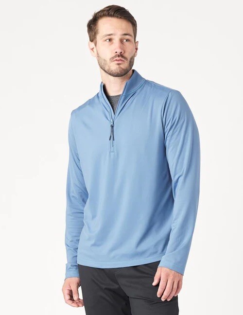 GLYDER Tahoe Denim Blue 1/4 Zip Long Sleeve Pullover Shirt - Men's XXL ...