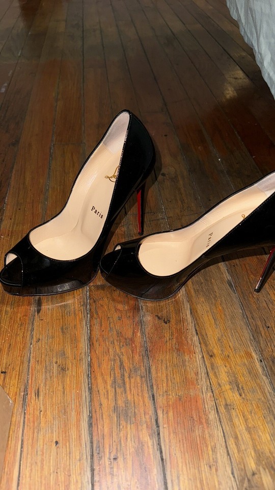 Christian Louboutin Open Toe Very Price 120 Patent Black UK37 US6.5 | eBay