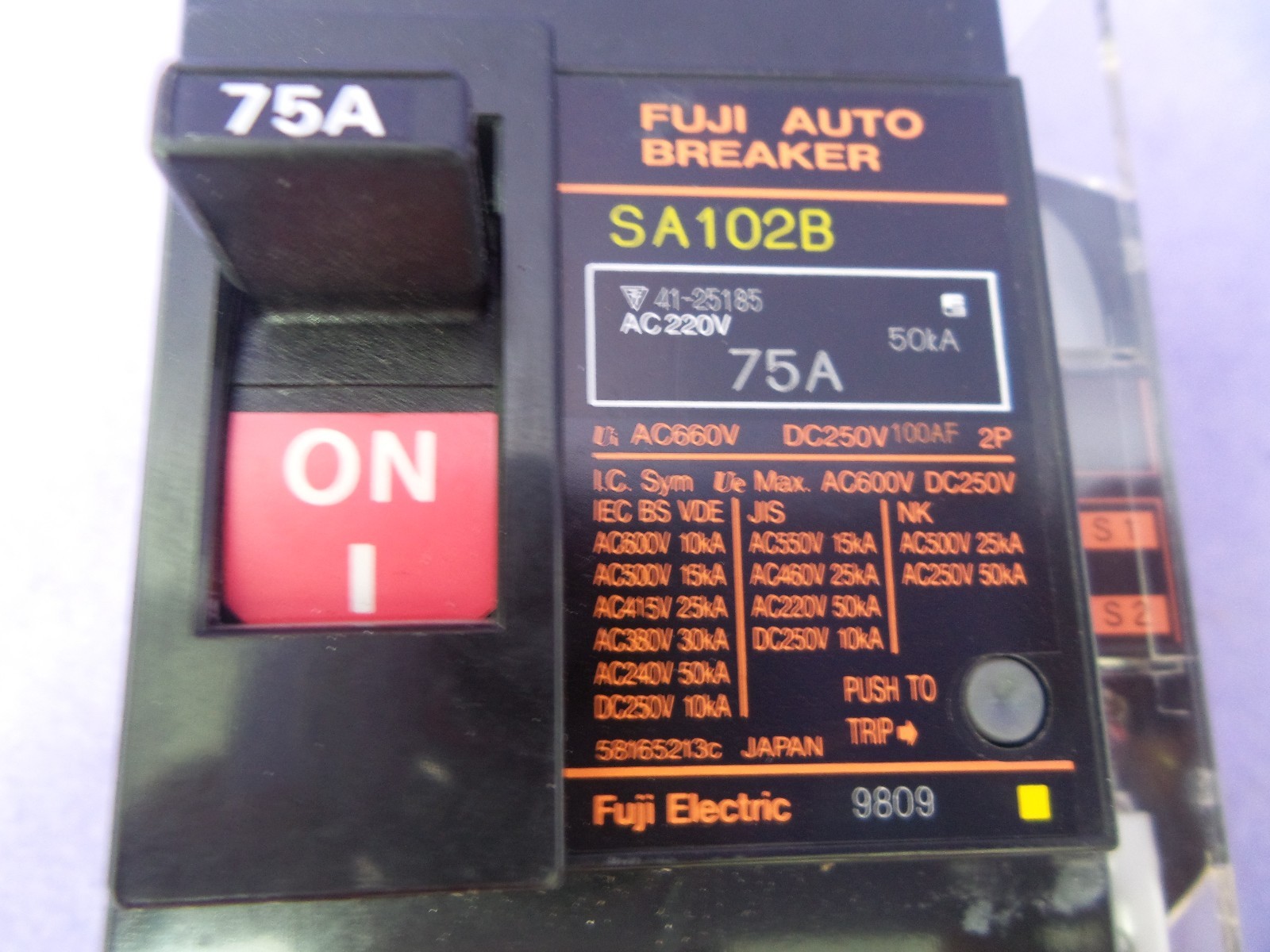 FUJI ELECTRIC SA52B 75 AMP 2 POLE CIRCUIT BREAKER 220 VOLT, USED | eBay