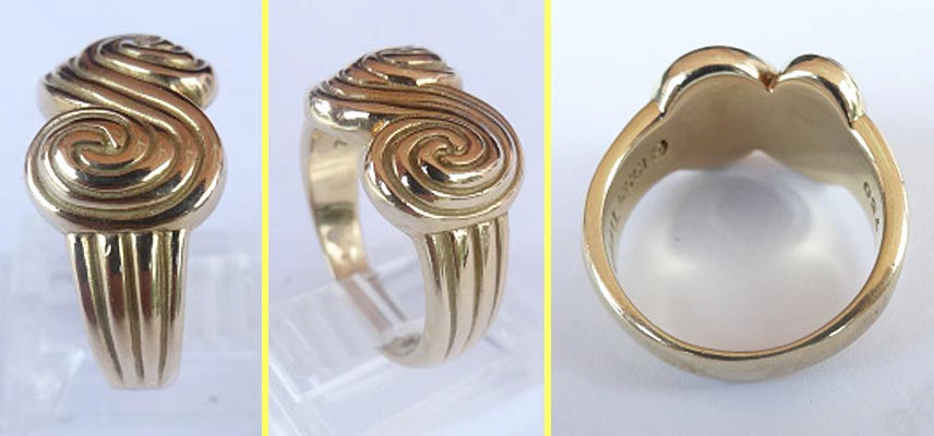 Vintage 1993 Tiffany & Co. 18K Solid Yellow Gold Spiro Ring Swirl Size ...